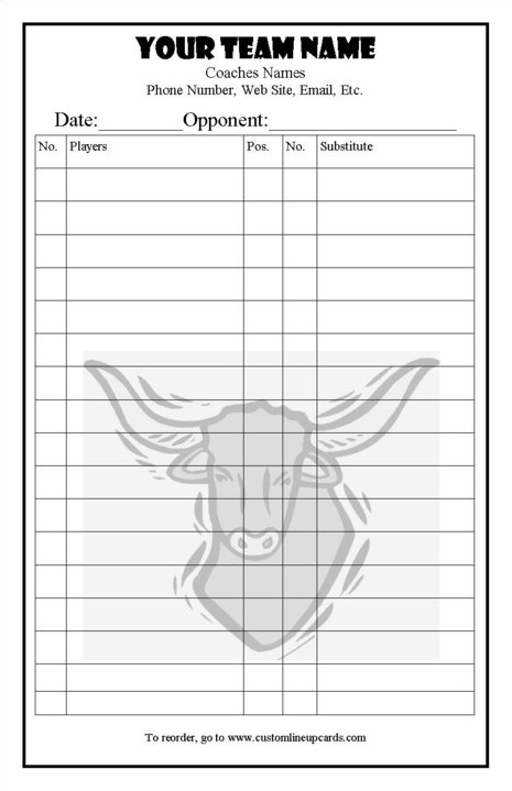 Custom Lineup Cards. Color Custom Lineup Cards