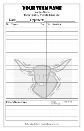 Custom Lineup Cards. Color Custom Lineup Cards